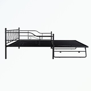 Full Size Metal Daybed with Twin Size Adjustable Trundle - Bed Bath ...