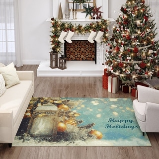 Indoor/ Outdoor Cozy Winter Washable Happy Holidays Rug - On Sale - Bed ...