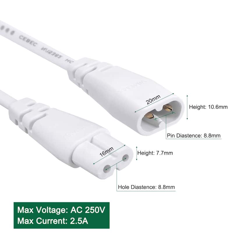 T5 T8 LED Tube Connector Cable 2 Pin 30CM Male to Female Extension Cord ...