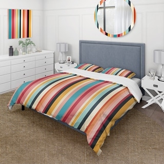 Designart "Pastel Colors Midcentury Stripes Pattern" Modern Bedding ...