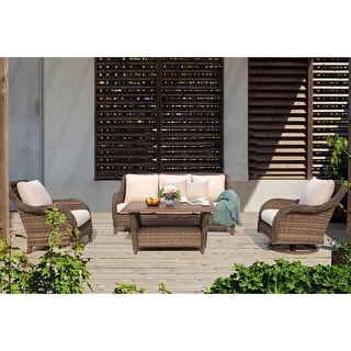 Mitchell 4-Piece Outdoor Aluminum Wicker Sofa Set - Bed Bath & Beyond ...