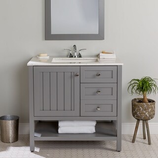 Spring Mill Cabinets Elvet 37" Bathroom Vanity With Cabinet, 2 Drawers ...