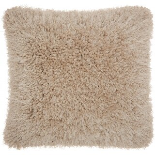 Fluffy Beige Shag Accent Throw Pillow - Bed Bath & Beyond - 36542610