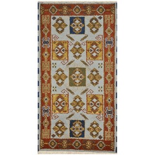 Handmade One-Of-A-Kind Tribal Kazak Wool Rug (India) - 2 x 4 - Bed Bath ...