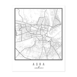 Agra India Agra India Street Map Maps Black White Art Print/Poster ...
