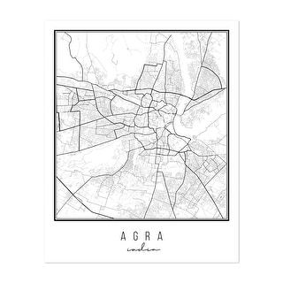 Agra India Agra India Street Map Maps Black White Art Print/Poster ...