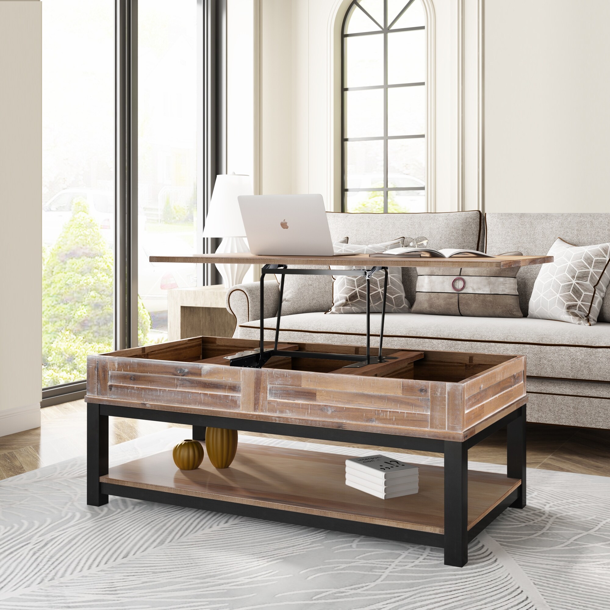 Adjustable centre table store