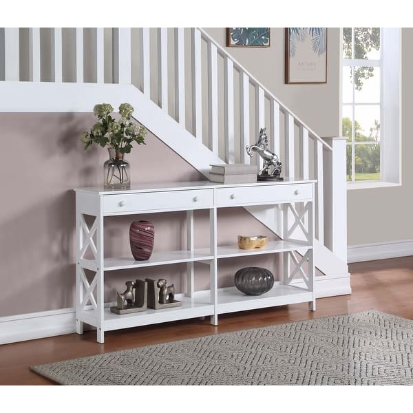 Convenience Concepts Oxford 2 Drawer 60 inch Console Table with Shelves ...