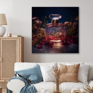 Designart "Pink Captivating Perfume Glasswork" Fashion Perfume Canvas ...