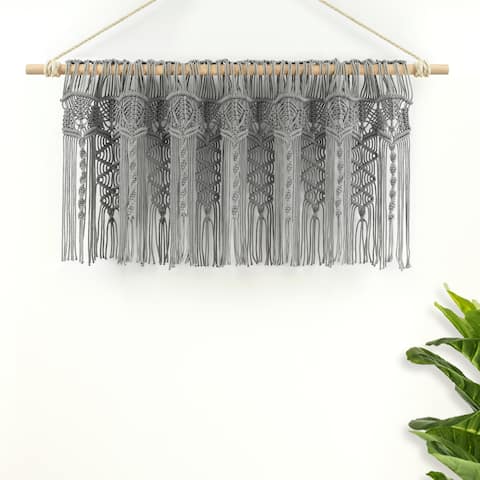 Lush Decor Boho Macrame Textured Cotton Valance/Kitchen Curtain/Wall ...
