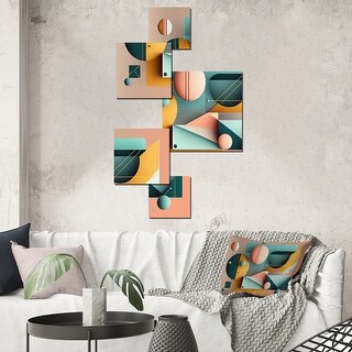 Designart "Retro Elementary Geometrics II" Modern Geometric Metal Art ...