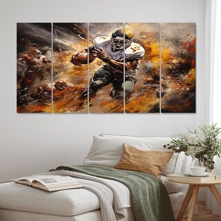 Designart "Yellow Football Abstract Victory" Sports Multipanel Canvas ...