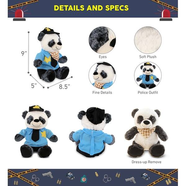 DolliBu Sitting Panda Police Officer Plush with Cop Uniform and Cap - 9 ...