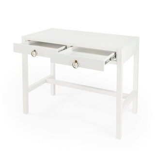 Offex Lark White Rectangular Desk with 2 Drawers and Ring Pulls - Bed ...