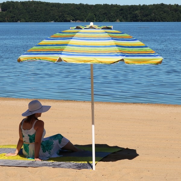Sunnydaze 6-Foot Beach Umbrella with UV Protection and Tilt - Tropical ...