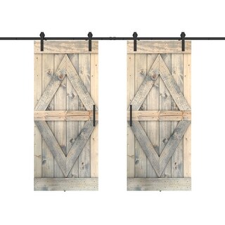 Barn Door With Solid Knotty Pine Paneled Wood and Hardware Kit(DIY) - Bed Bath & Beyond - 36905178