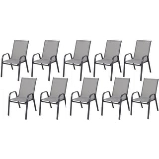 BTEXPERT Indoor Outdoor 10 - Set of Ten Gray Restaurant Flexible Sling ...