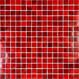 Dune 12 in. x 12 in. Glossy Ruby Red Glass Mosaic Wall and Floor Tile ...