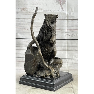 Bear Standing On Boulder Bronze Metal Statue Sculpture Figure On Marble ...