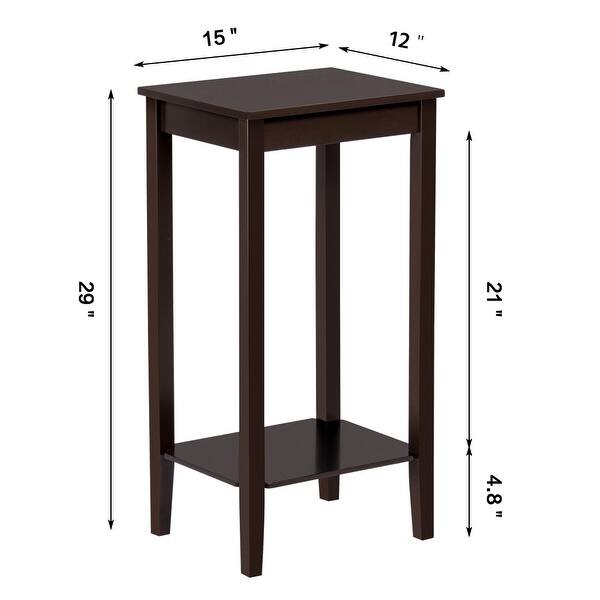 Yaheetech Wood Tall Bedside Living Room Sofa Side End Table Furnture ...