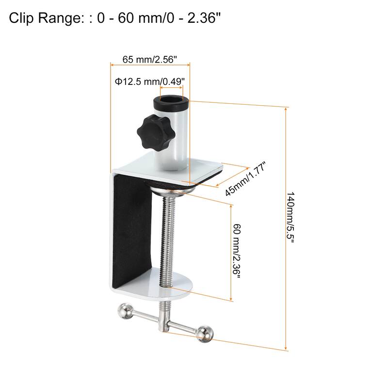 2Pcs 0.49" Hole Dia. Metal Universal C-Clamp Table Lamp Mic Arm Desk ...