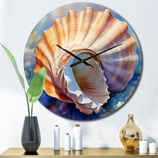 Designart "Coastal Seashell I" Animals Oversized Wall Clock - Bed Bath ...