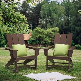 Outdoor HDPE Plastic Adult Rocking Adirondack Chairs - Bed Bath ...