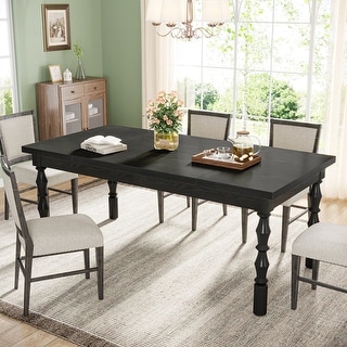 62” Black Dining Table for 4-6 People, Large Rectangle Kitchen Table ...