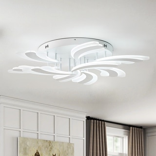 Modern 7-Light White Curved Acrylic Semi Flush Mount Ceiling Light ...