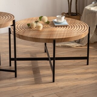 33"Modern Thread Design Round Coffee Table - Bed Bath & Beyond - 37472948