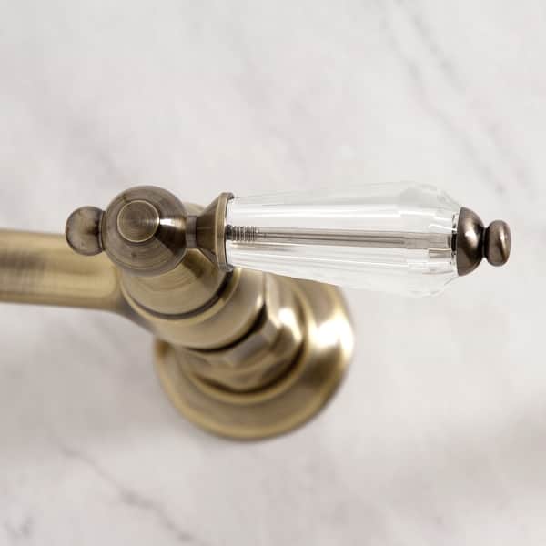 Kingston Brass Wilshire Wall Mount Bridge Kitchen Faucet with Brass ...