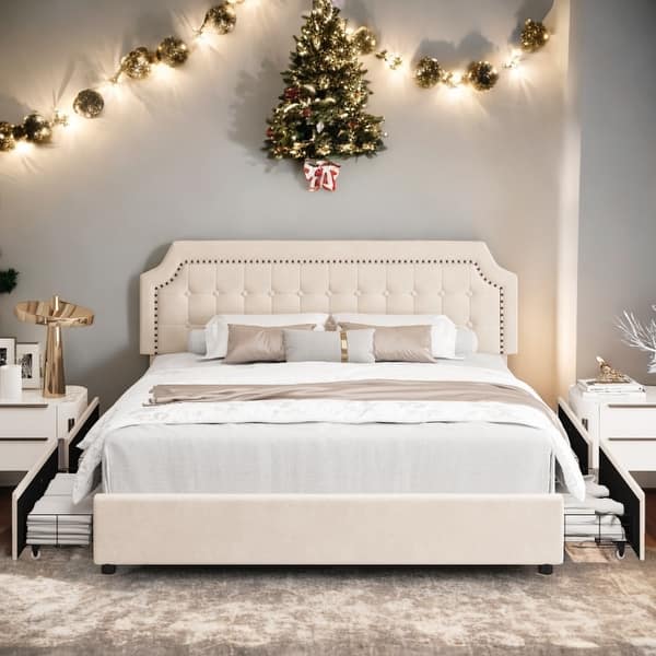 diamond tufted platform bed