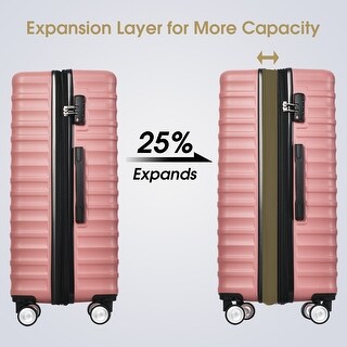Pink Rolling Luggage Expandable 3 Piece Sets Adjustable Telescoping ...