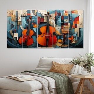 Designart "Cubism Music Forms I" Cubism Wall Art Prints Set - Bed Bath ...
