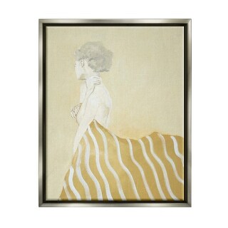 Stupell Woman in Stripes Painting Framed Floater Canvas Wall Art Design ...