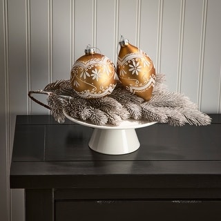 4-6" Glass Gingerbread Ball and Finial Ornament Set of 6 - Bed Bath ...