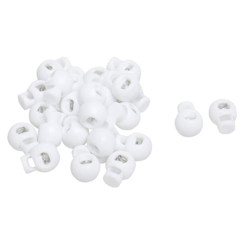 25pcs Plastic Cord Lock Stopper End Spring Fastener Organizer White ...