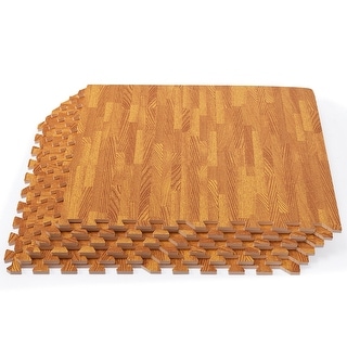 12PC Wood Grain Interlocking Floor Mats -Natural - Overall dimension: 8 ...