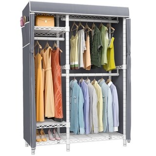 Heavy Duty Covered Clothes Rack for Hanging Clothes, Clothing Rack with ...