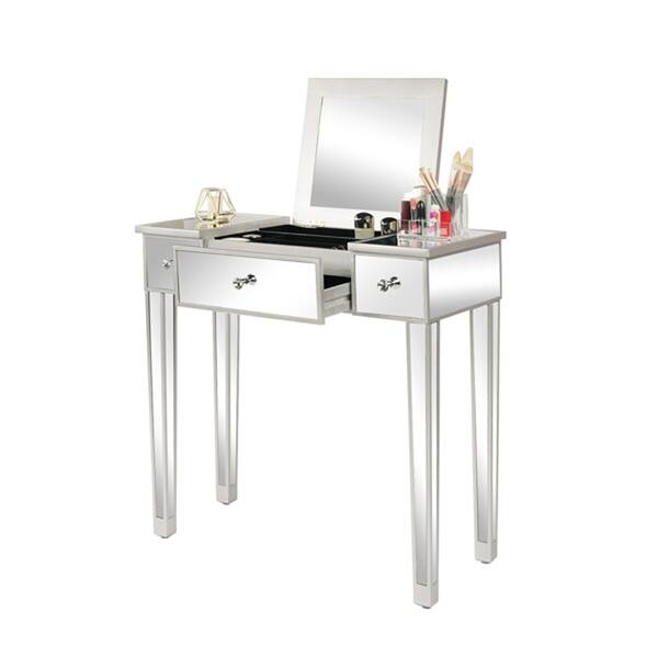 MDF Mirrored Vanity Table with Flippable Desktop - Bed Bath & Beyond ...