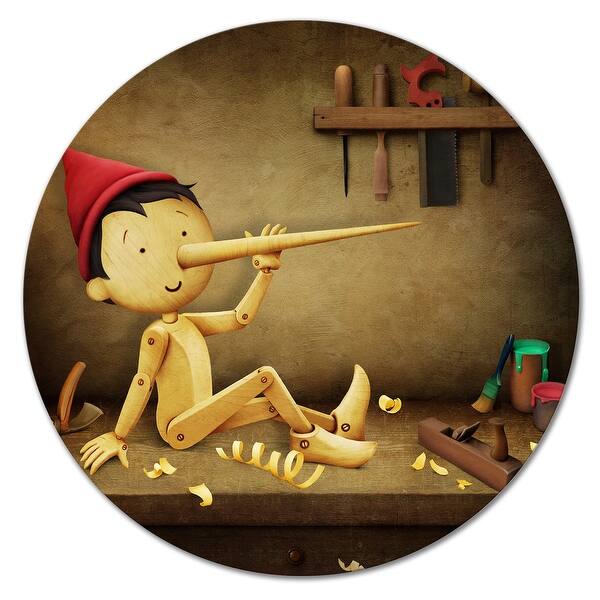 Designart 'Pinocchio With Long Nose And Red Hat' Children's Art Metal ...