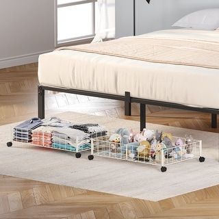 2 Pack Metal Under Bed Storage Containers with wheels - Bed Bath ...
