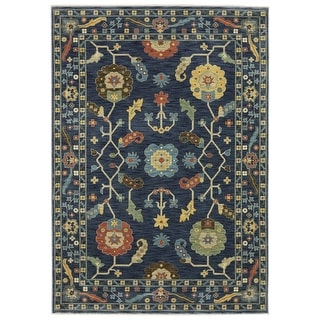 Style Haven Federica Bohemian Oriental Blue/Gold Fringe Edge Area Rug ...