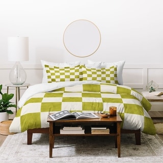 Avenie Modern Craft Chartreuse Checks Duvet Cover Set - Bed Bath ...