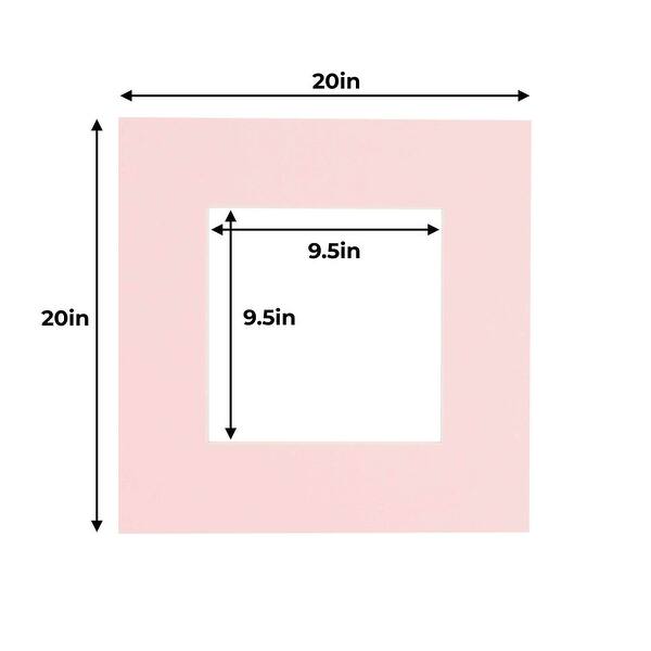10x10 Mat for 20x20 Frame - Precut Mat Board Acid-Free Soft Pink 10x10 ...