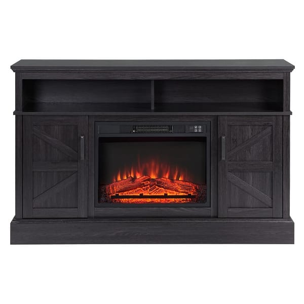 Rustic Dark Wood TV Stand With Fireplace - Bed Bath & Beyond - 34173254