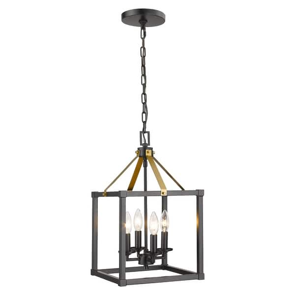 4 Light Pendant Lantern Hanging Lighting Square Black By EAPUDUN - Bed ...