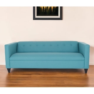 HomeRoots 80" Teal Blue Polyester Sofa With Black Legs - 80 - Bed Bath ...