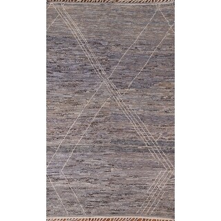 Moroccan Area Rug Handmade Multi-Color Striped Wool Carpet - 5'7"x 9'5 ...