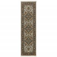 HomeRoots 2' X 8' Ivory Beige Blue Orange Gold Green Grey And Rust ...